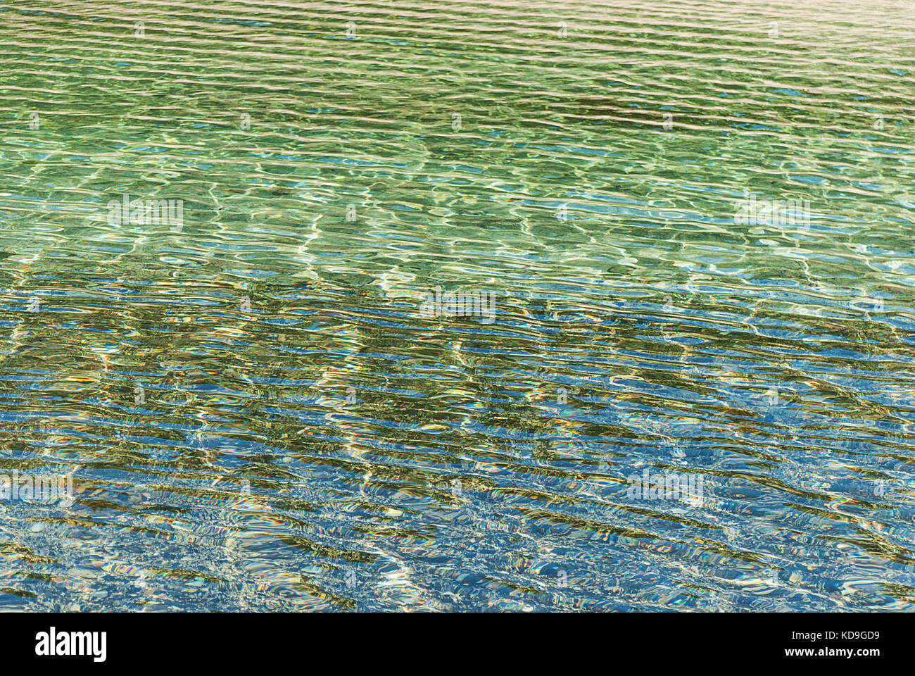 Refraction of light in clear water with small waves. Toned photo Stock ...