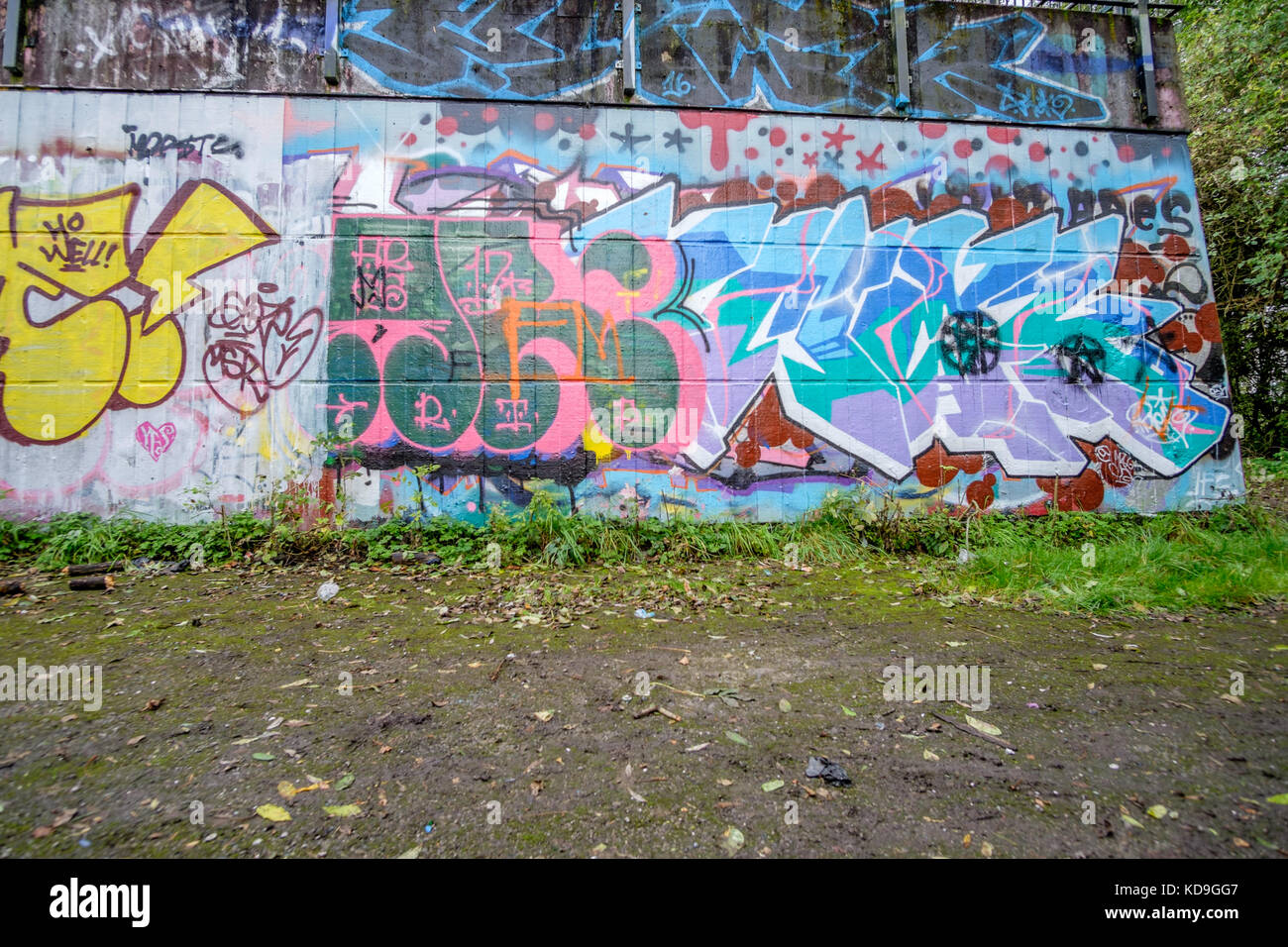 A multi painted graffiti wall Stock Photo - Alamy