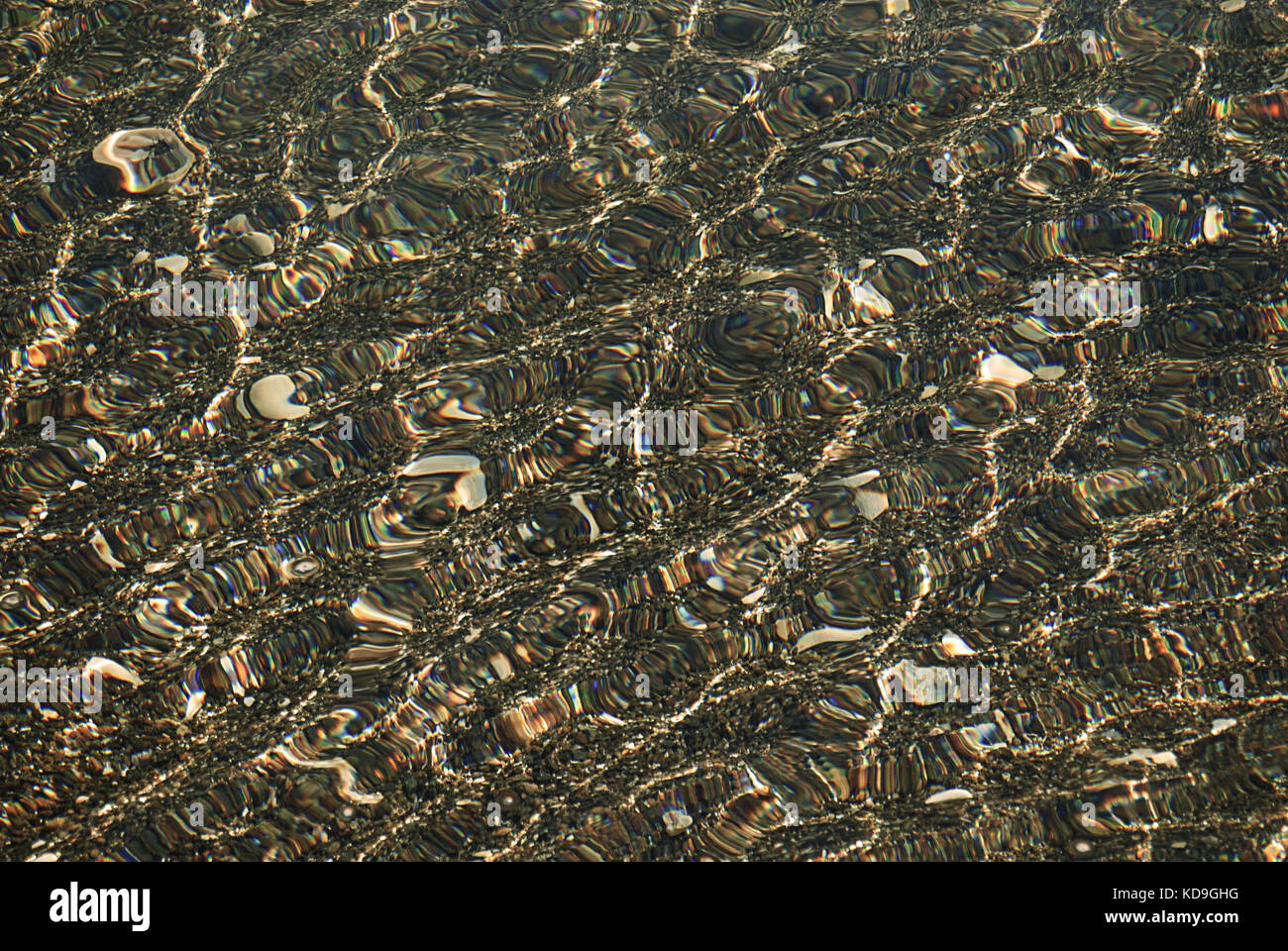 Refraction of light in clear water with small waves. Toned photo Stock ...