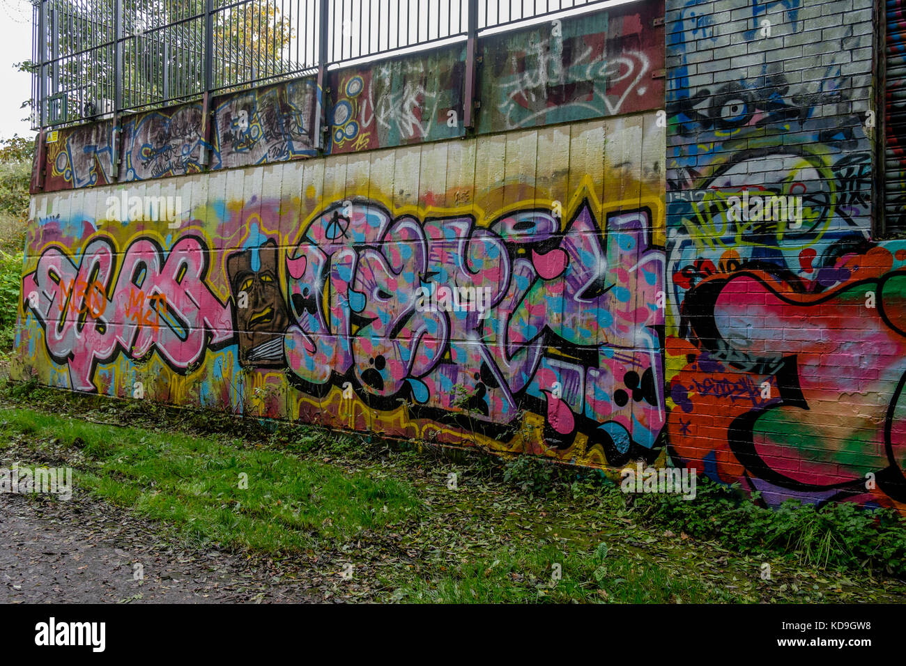 A multi painted graffiti wall Stock Photo - Alamy