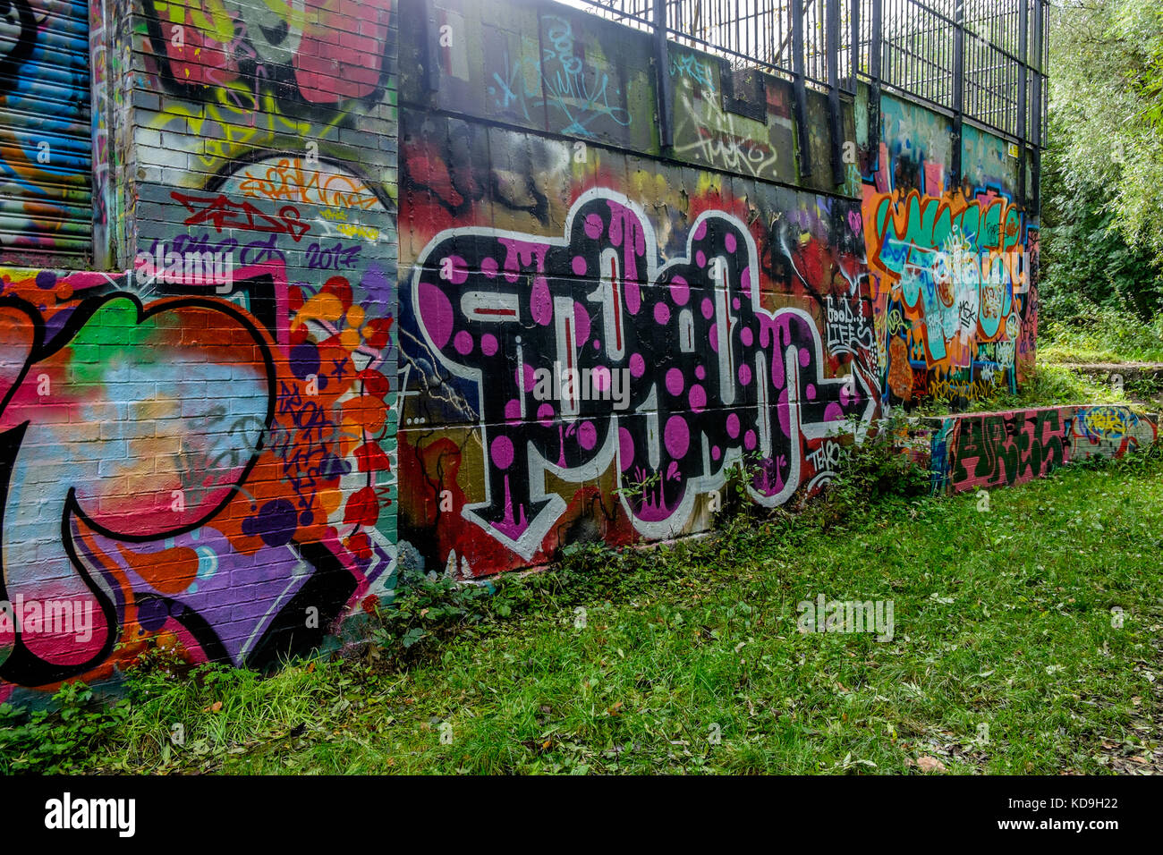 A multi painted graffiti wall Stock Photo - Alamy