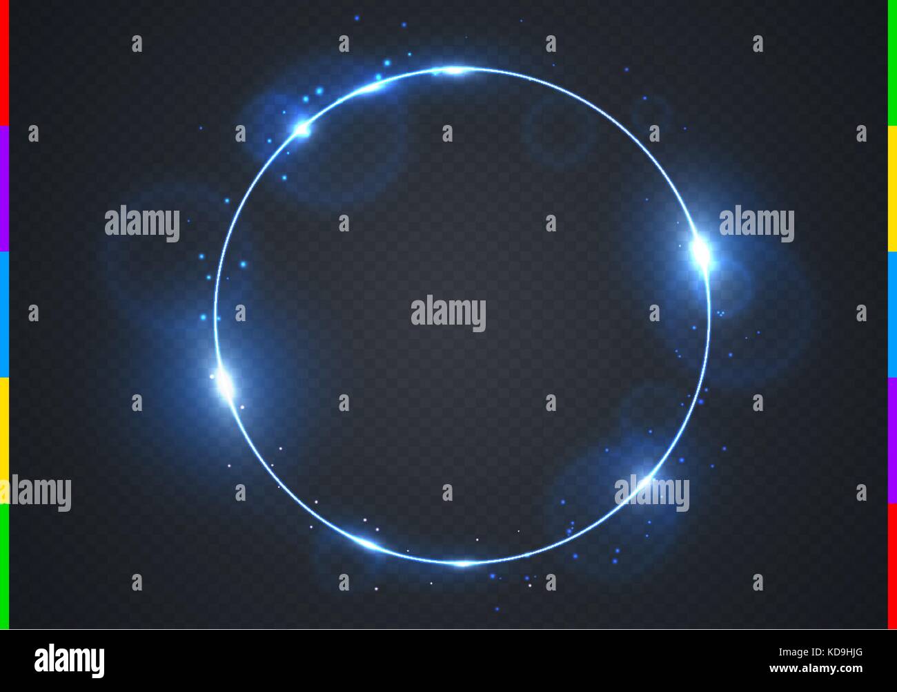 Vector electric blue frame with light effect flare and sparks. Shining ...