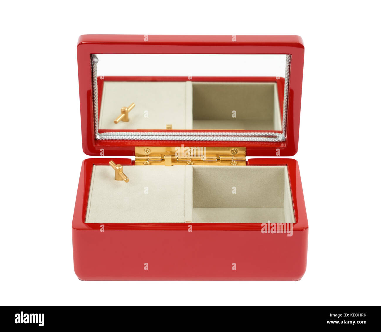 Japanese lacquered red music box for jewelry isolated on white ...