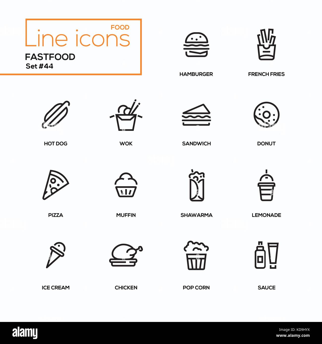 Fastfood concept - line design icons set Stock Vector Image & Art - Alamy