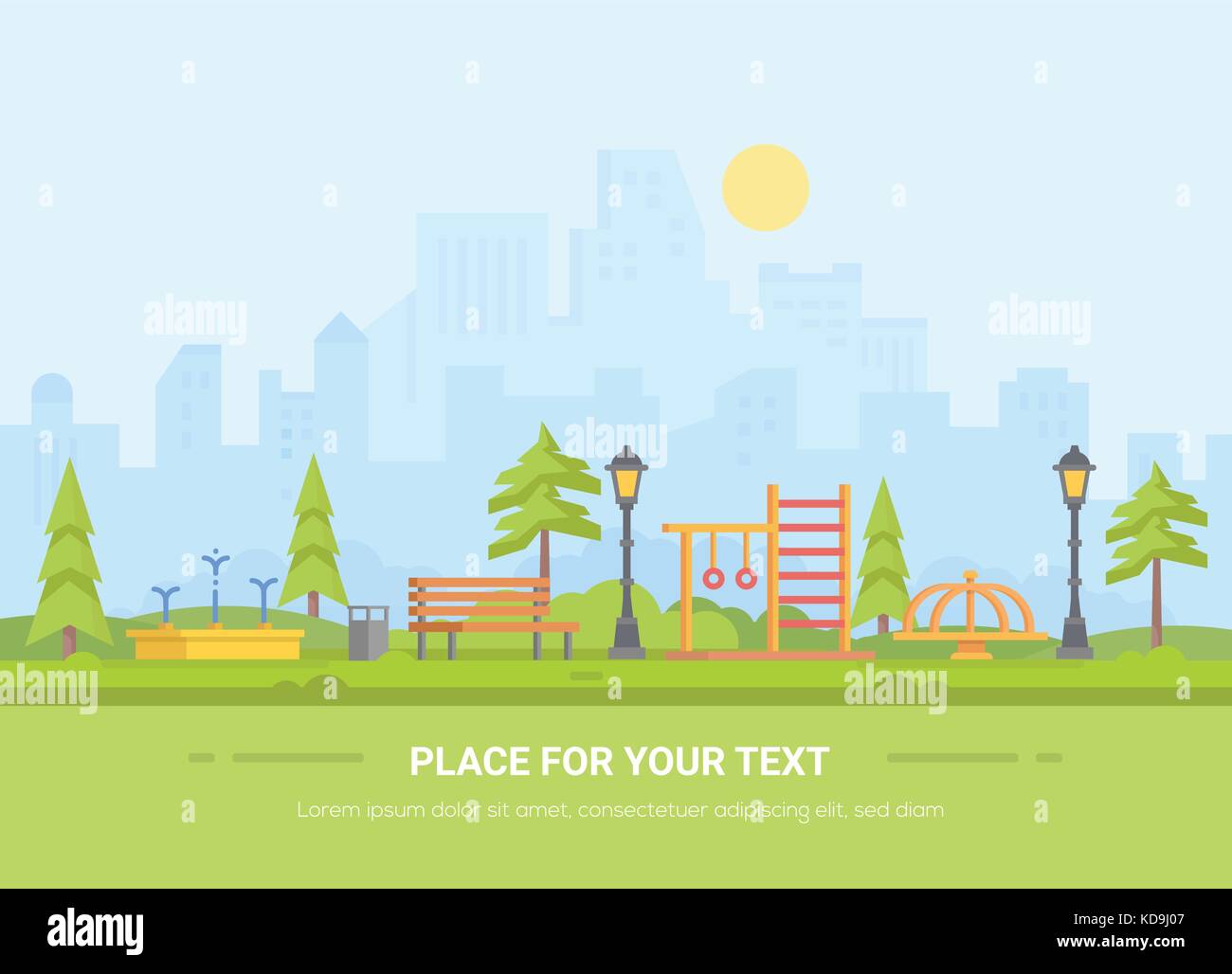 Children playground - modern vector illustration with place for text ...