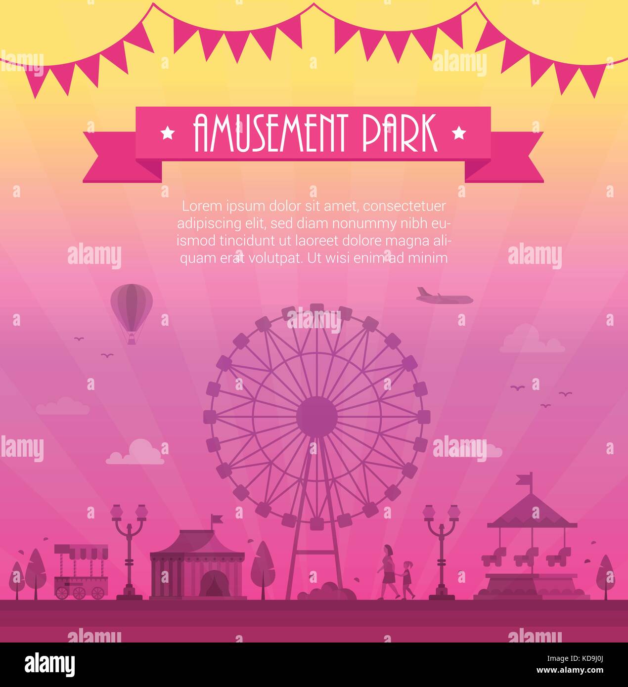 Amusement park - modern vector illustration with place for text Stock ...