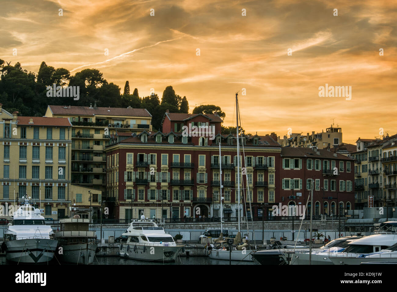Nice harbor by night Stock Photo - Alamy