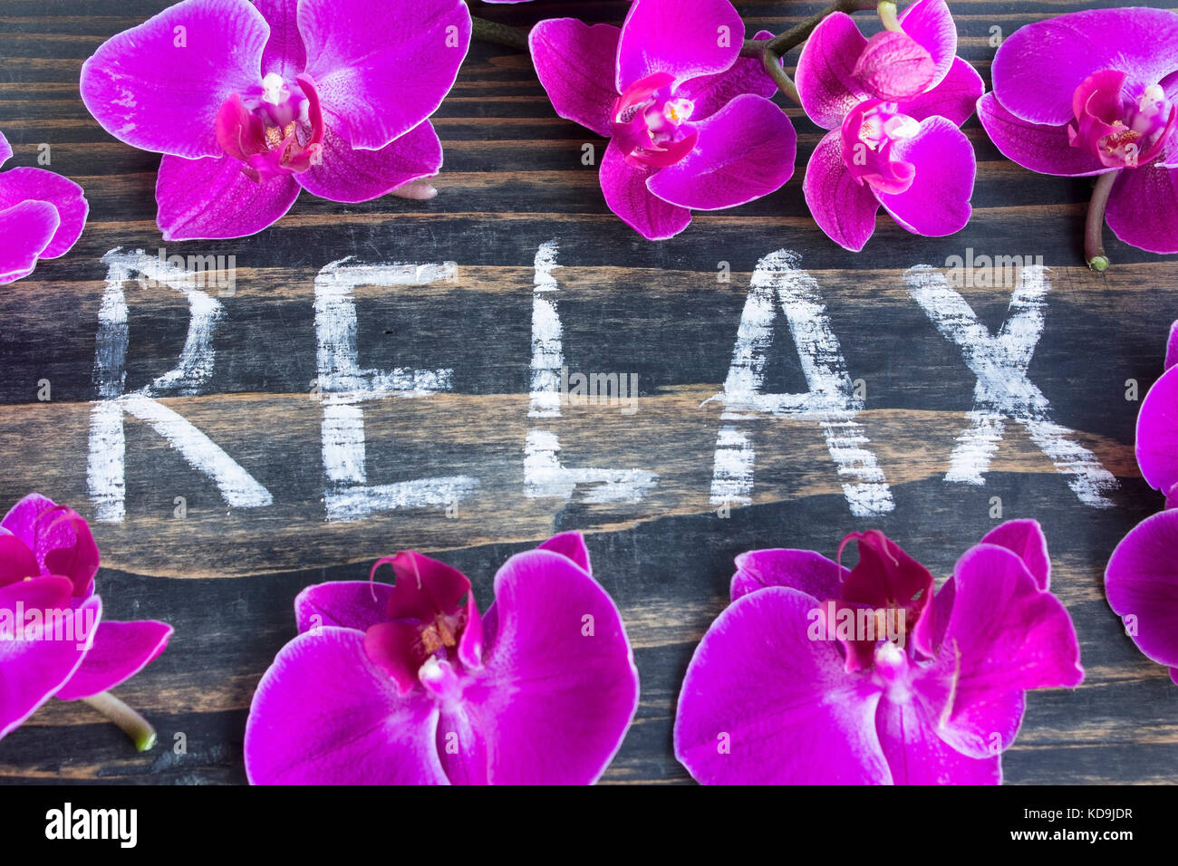 Word relax on rustic wood hi-res stock photography and images - Alamy