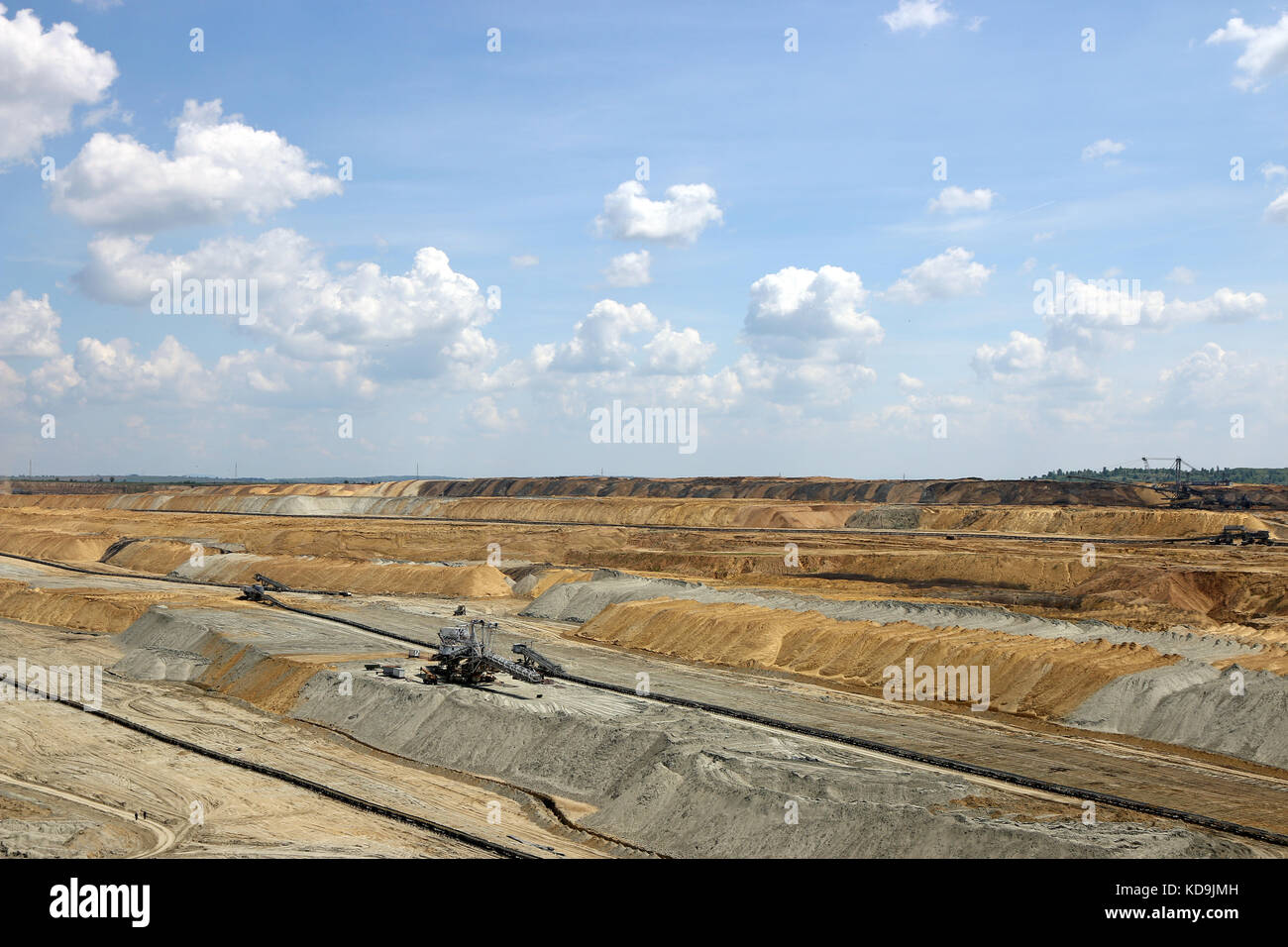 open pit coal mine with excavators landscape Stock Photo - Alamy