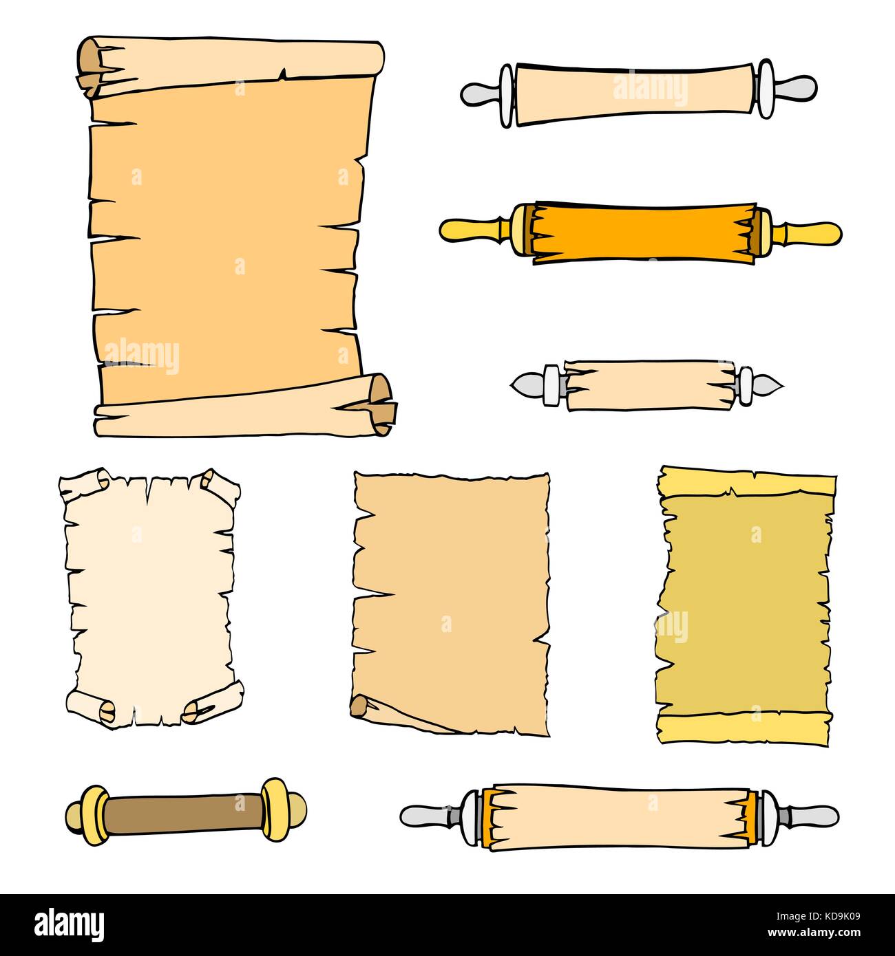 Set scroll isolated on white background. Vector color vintage engraving ...