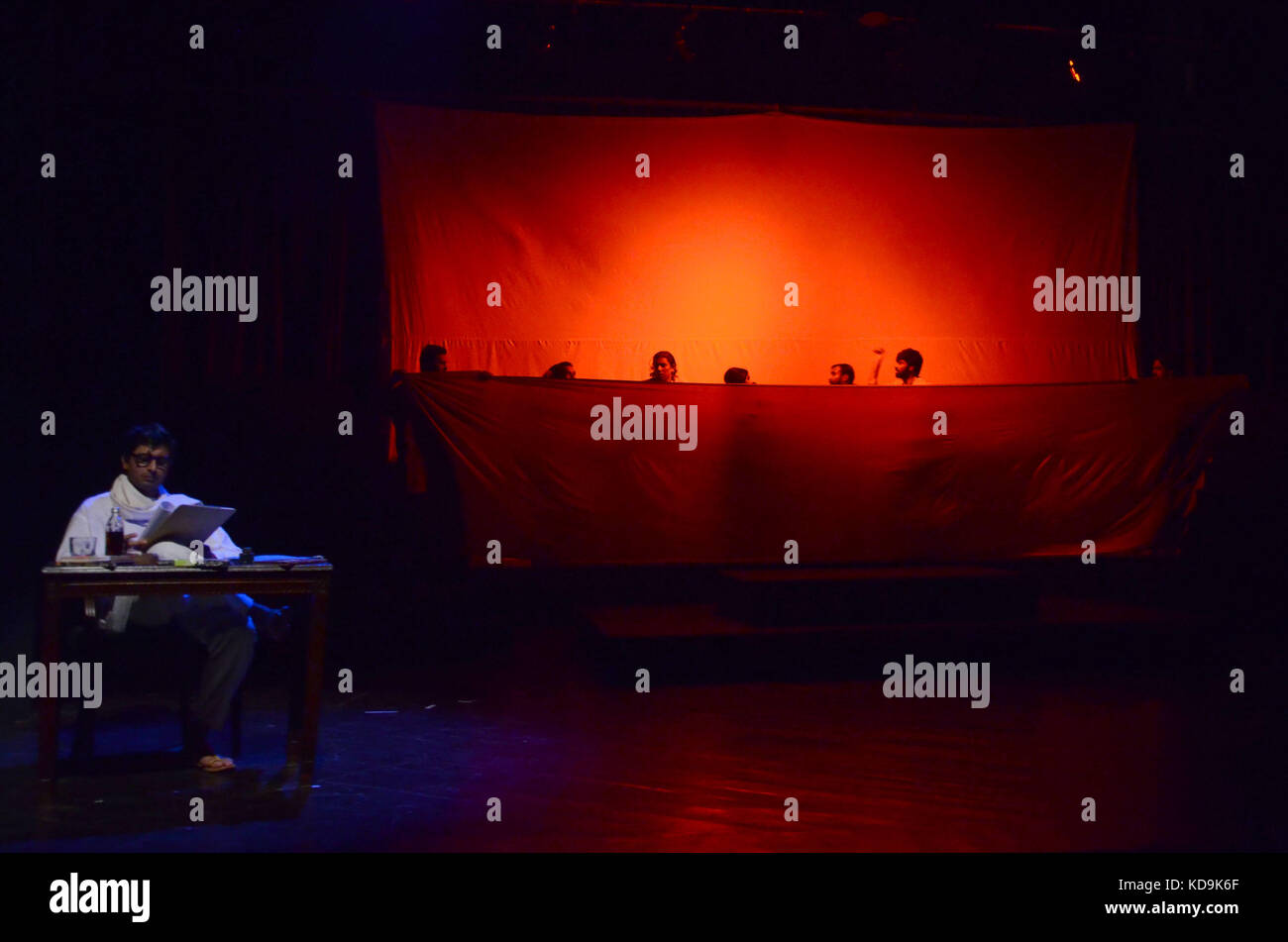 Pakistani artist performing on the stage during a drama titled 'Kaun ...