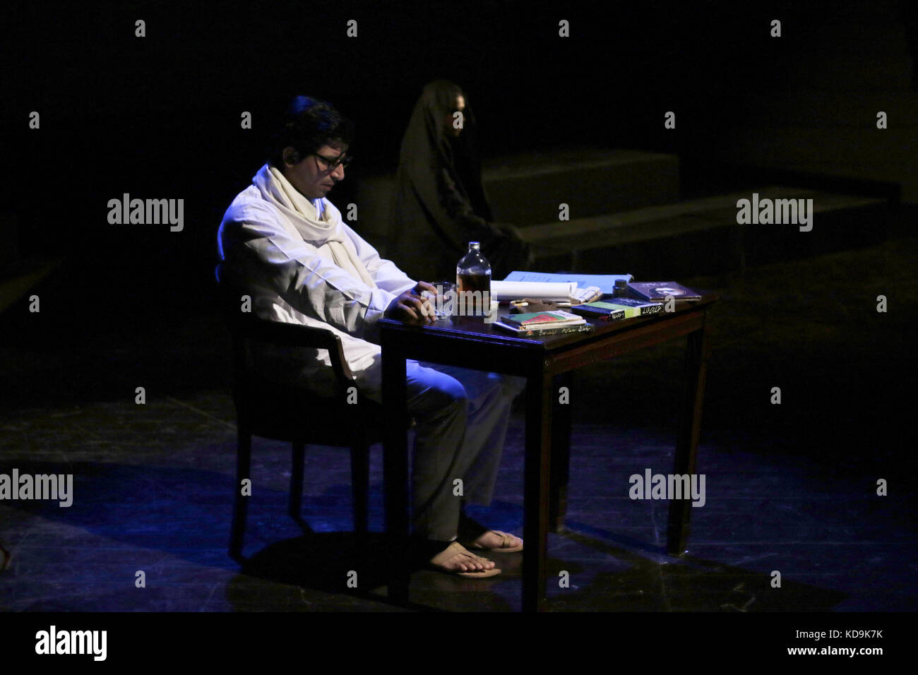 Pakistani artist performing on the stage during a drama titled 'Kaun ...