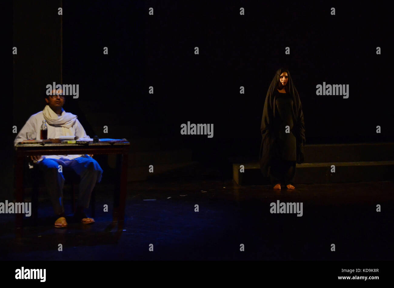 Pakistani artist performing on the stage during a drama titled 'Kaun ...