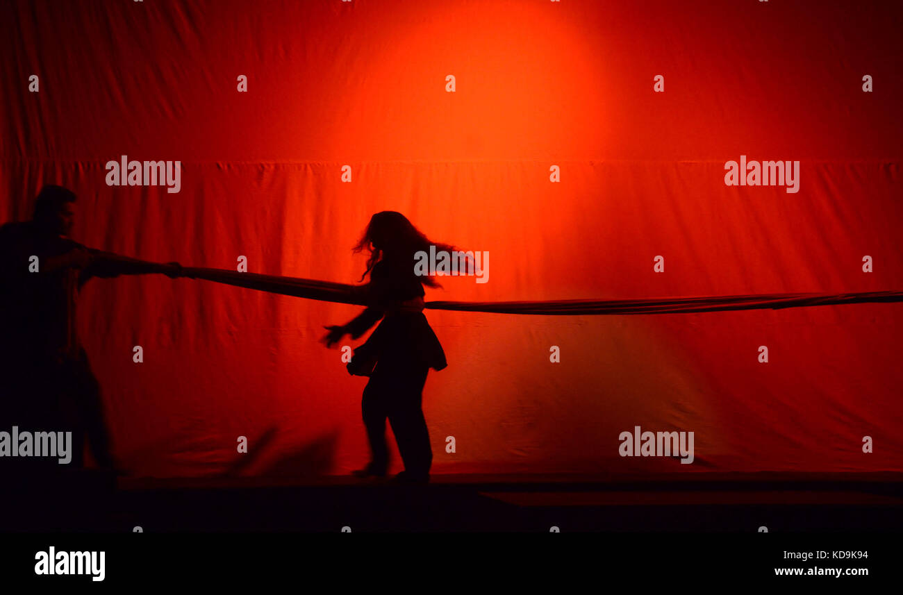 Pakistani artist performing on the stage during a drama titled 'Kaun ...