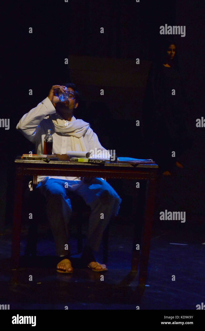 Pakistani artist performing on the stage during a drama titled 'Kaun ...
