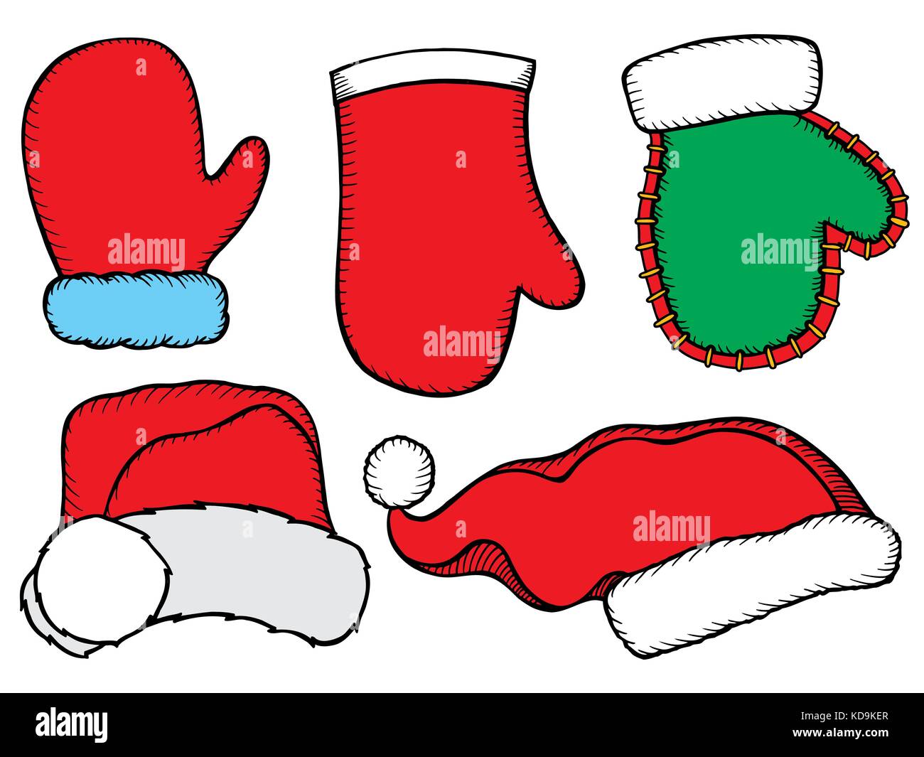Set doodle Christmas hats for your creativity. Vector illustration ...