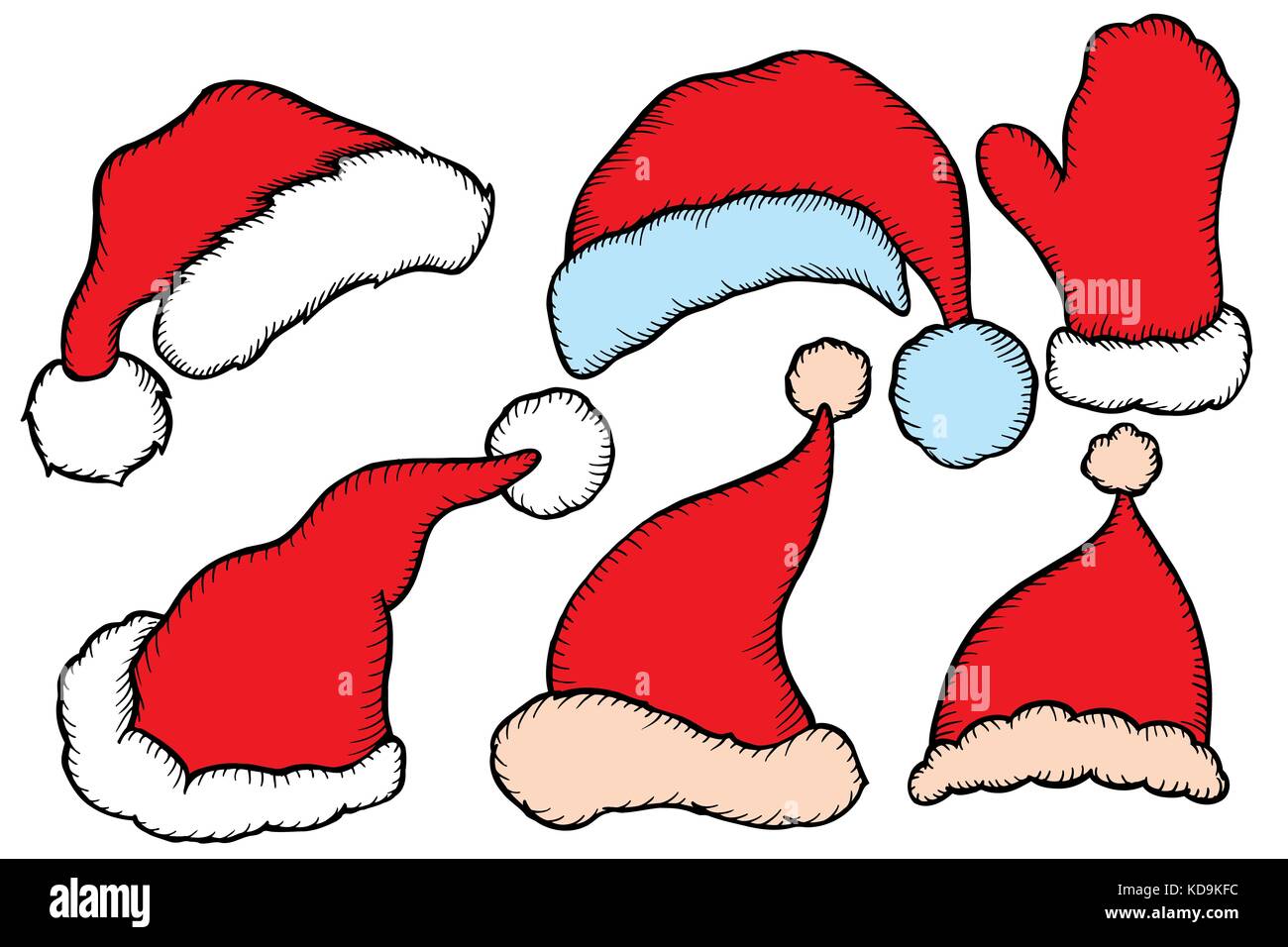 Set doodle Christmas hats for your creativity. Vector illustration ...