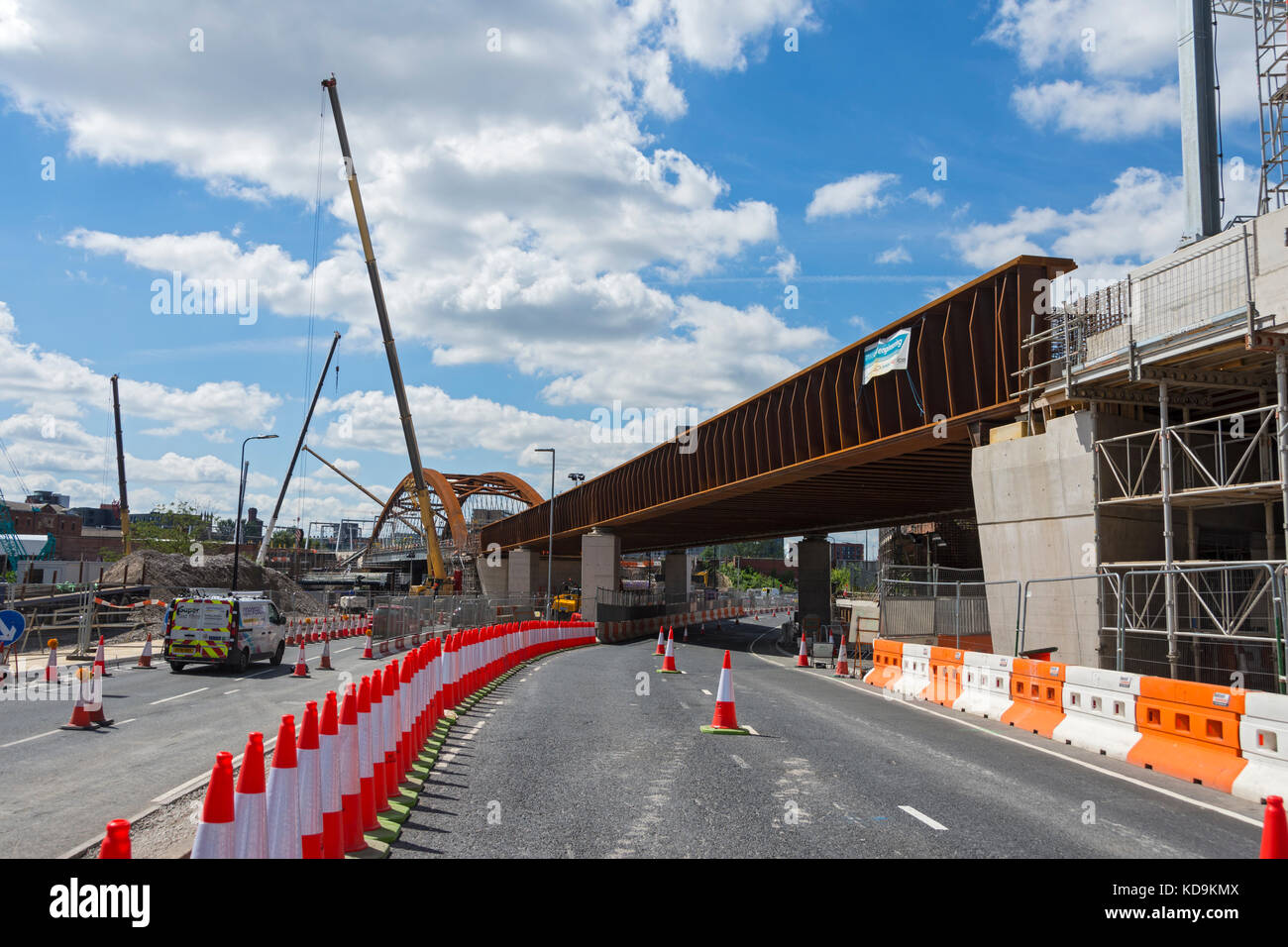 New rail bridges under construction over Trinity Way and the river ...