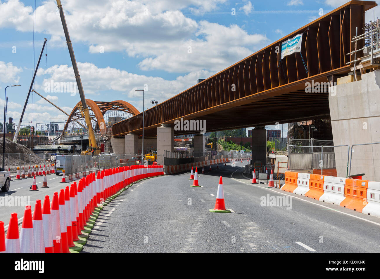 New rail bridges under construction over Trinity Way and the river ...