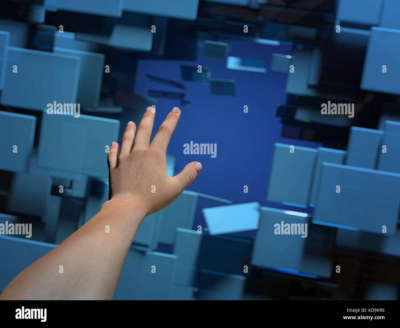 Human hand breaks the walls Stock Photo - Alamy