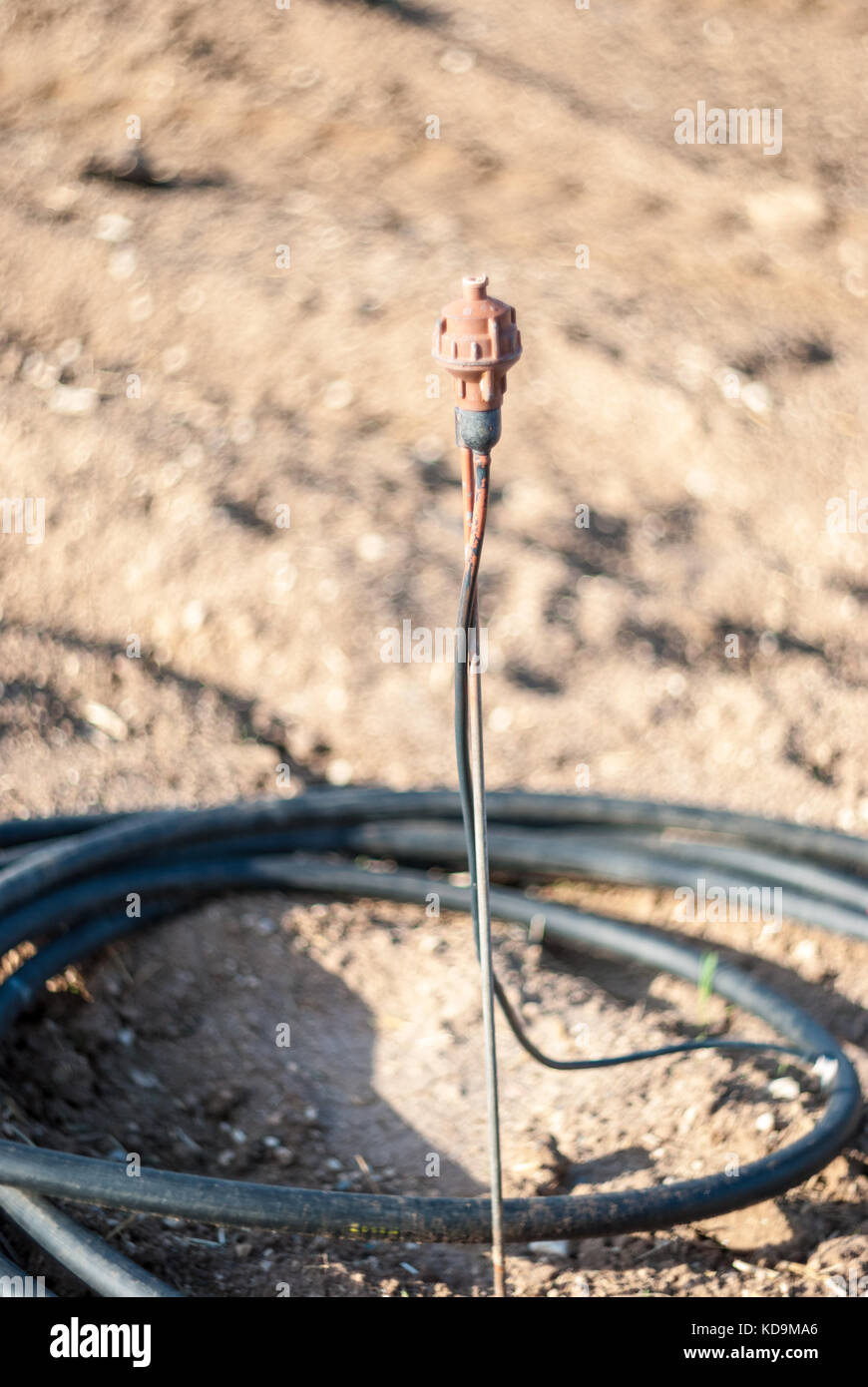 Sprinkler field irrigation system on agricultural land Stock Photo - Alamy