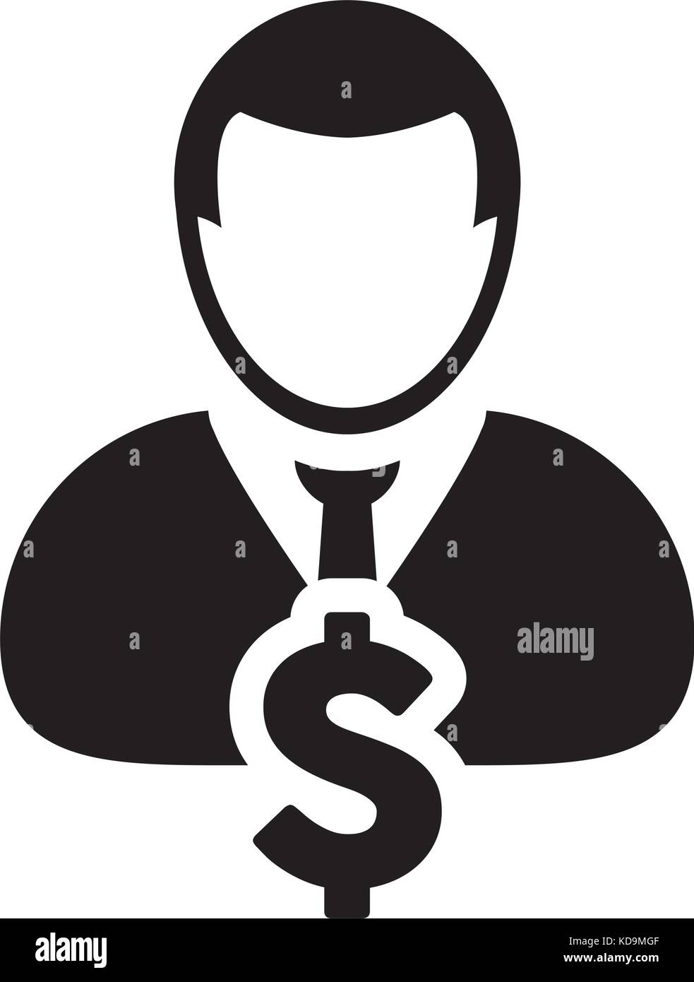 Dollar Sign Icon Vector Symbol Currency With Male Person Avatar for ...