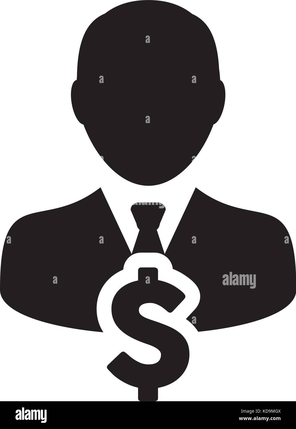 Dollar Sign Icon Vector Symbol Currency With Male Person Avatar for ...