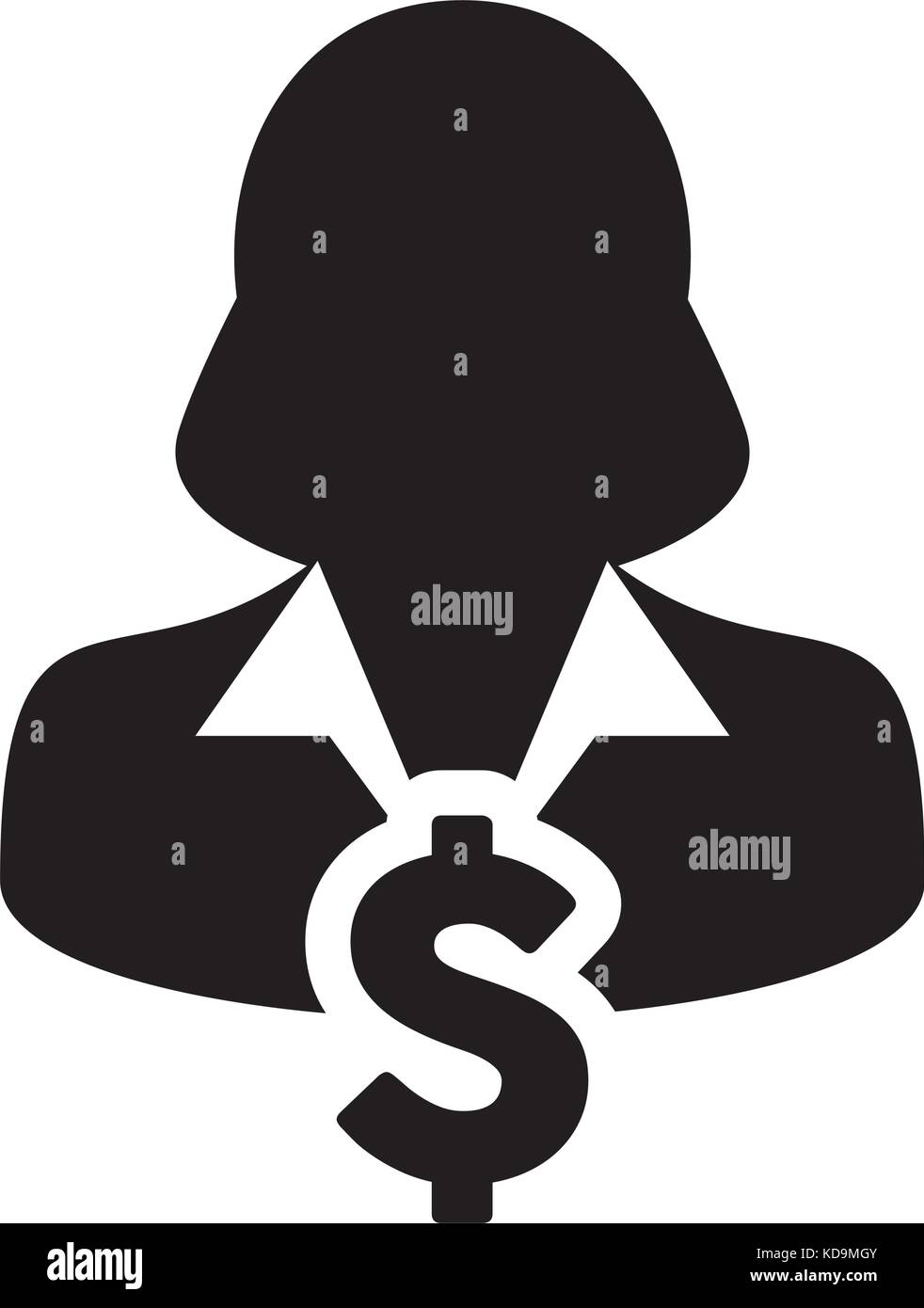 Dollar Sign Icon Vector Currency Symbol With Female Person Avatar for ...