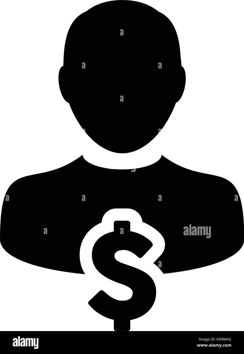 Dollar Sign Icon Vector Symbol Currency With Male Person Avatar for ...
