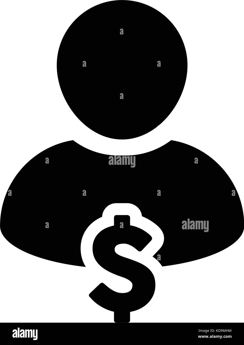 Dollar Sign Icon Vector Symbol Currency With Male Person Avatar for ...