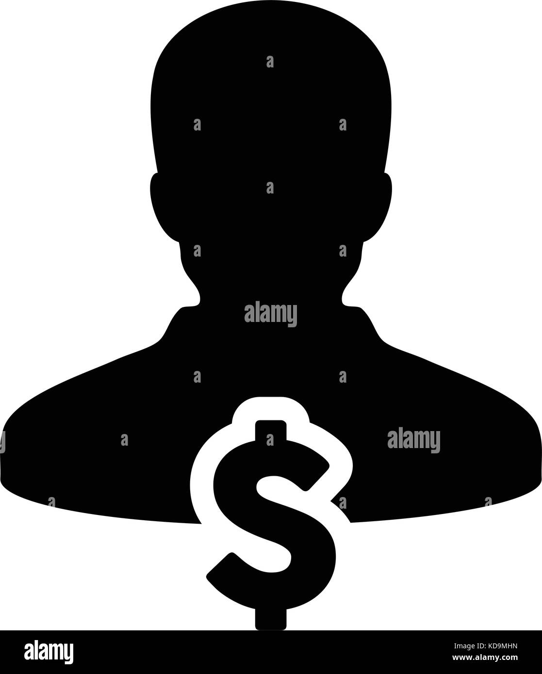Dollar Sign Icon Vector Symbol Currency With Male Person Avatar for ...