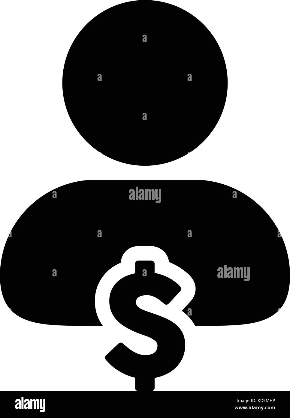 Dollar Sign Icon Vector Symbol Currency With Male Person Avatar for ...
