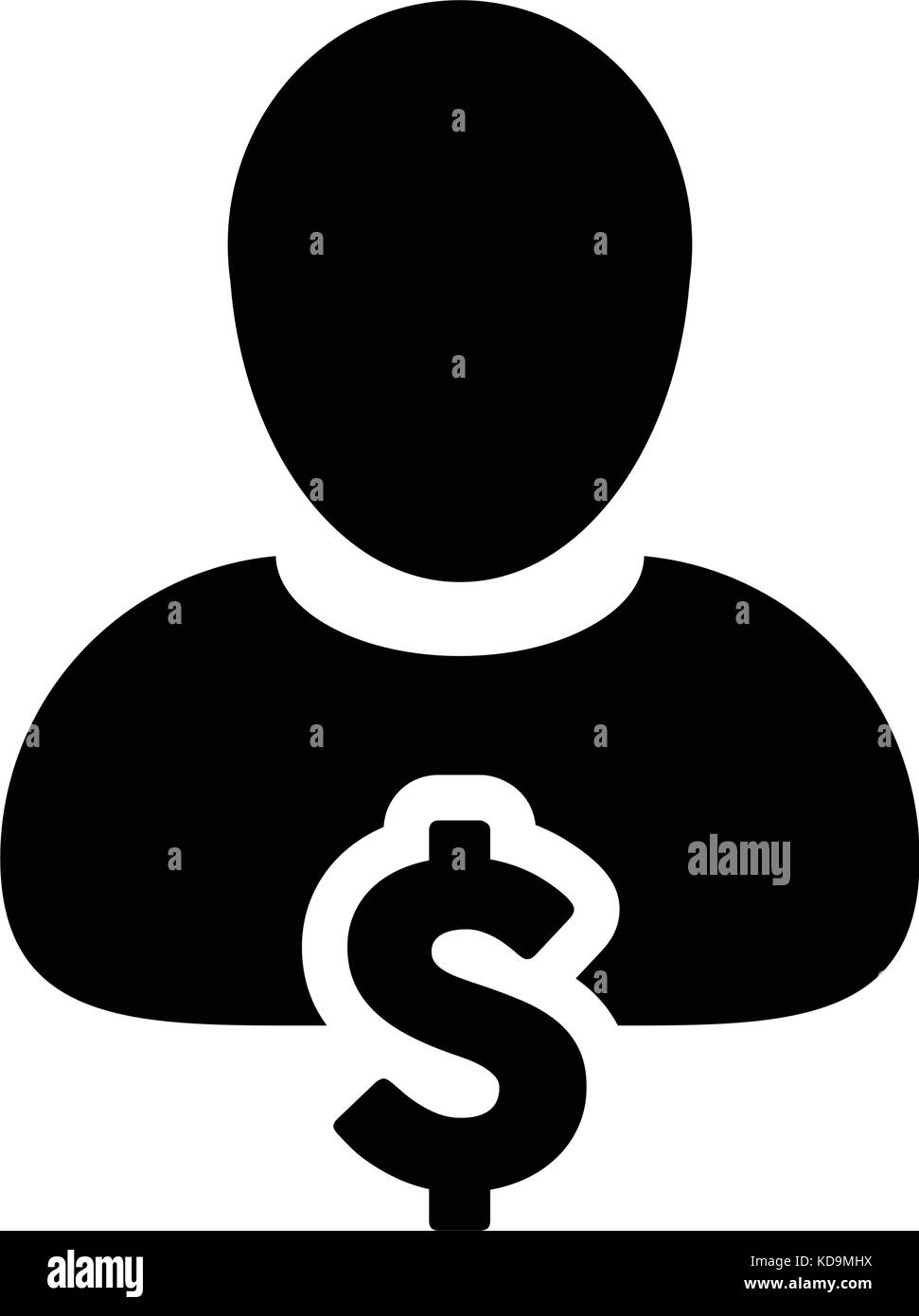 Dollar Sign Icon Vector Symbol Currency With Male Person Avatar for ...