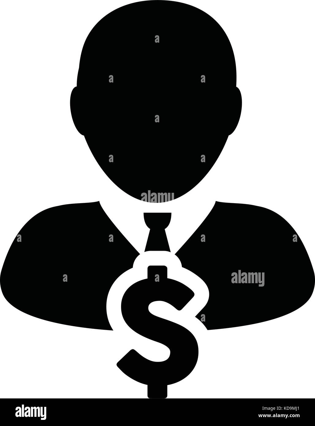Dollar Sign Icon Vector Symbol Currency With Male Person Avatar for ...