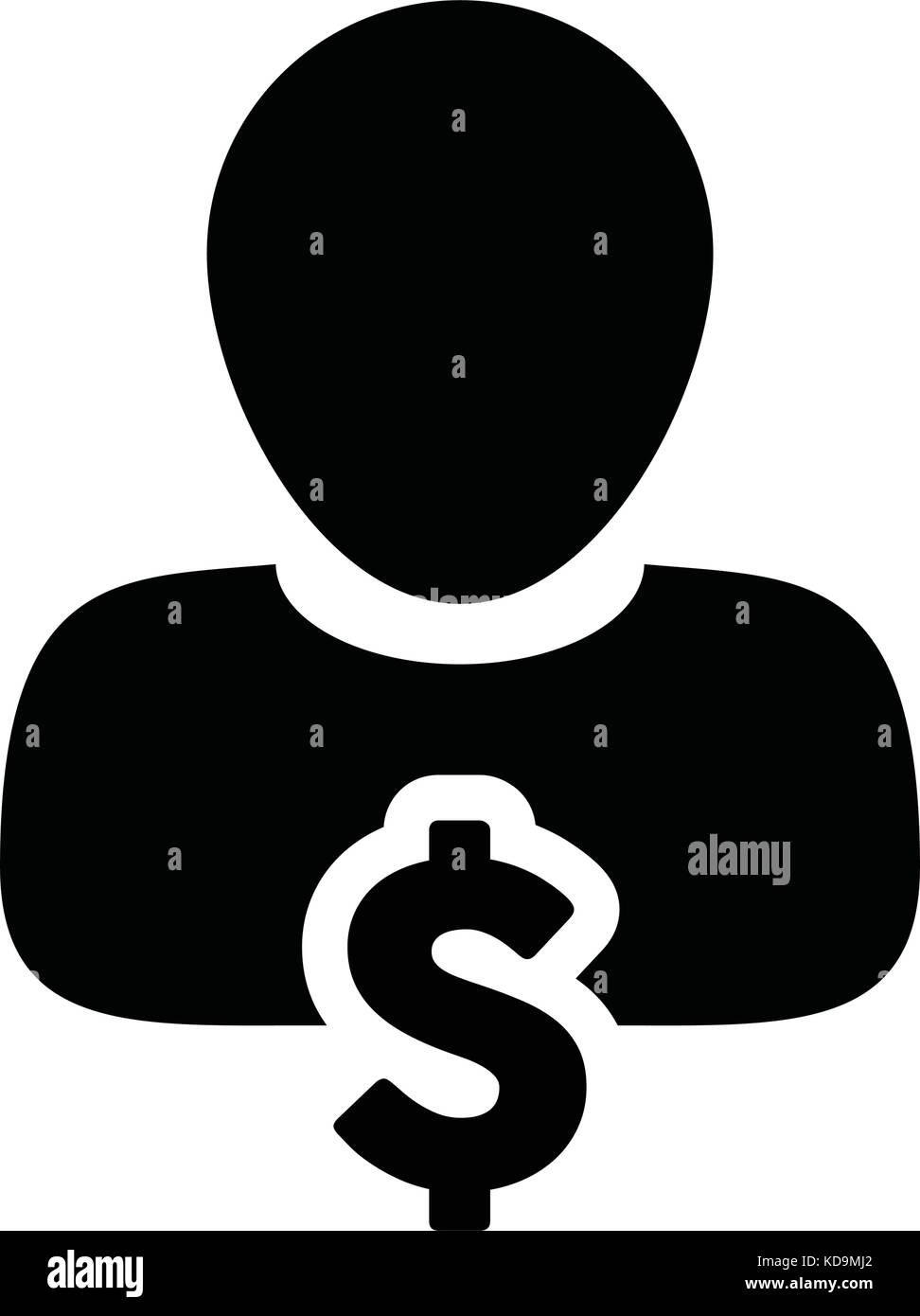 Dollar Sign Icon Vector Symbol Currency With Male Person Avatar for ...