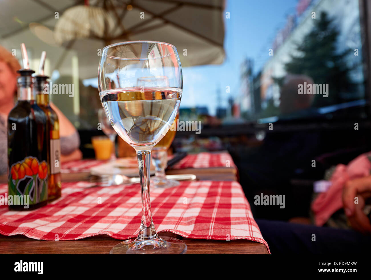Pure drinking water glass at summer terrace cafe Stock Photo - Alamy