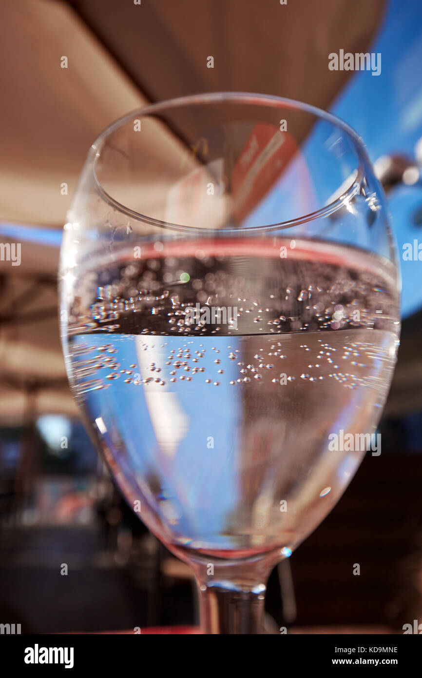 Pure drinking water glass at summer terrace cafe Stock Photo - Alamy