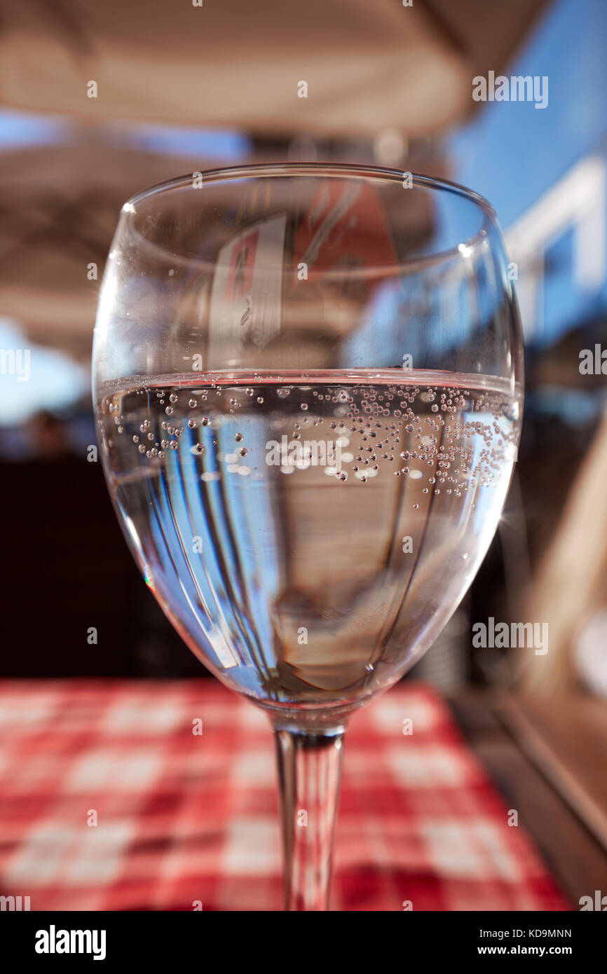 Pure drinking water glass at summer terrace cafe Stock Photo - Alamy