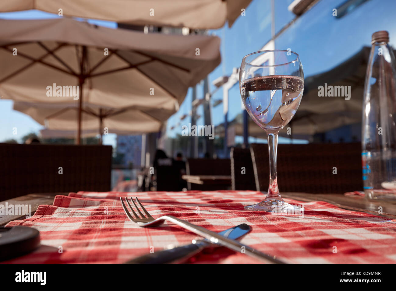 Pure drinking water glass at summer terrace cafe Stock Photo - Alamy
