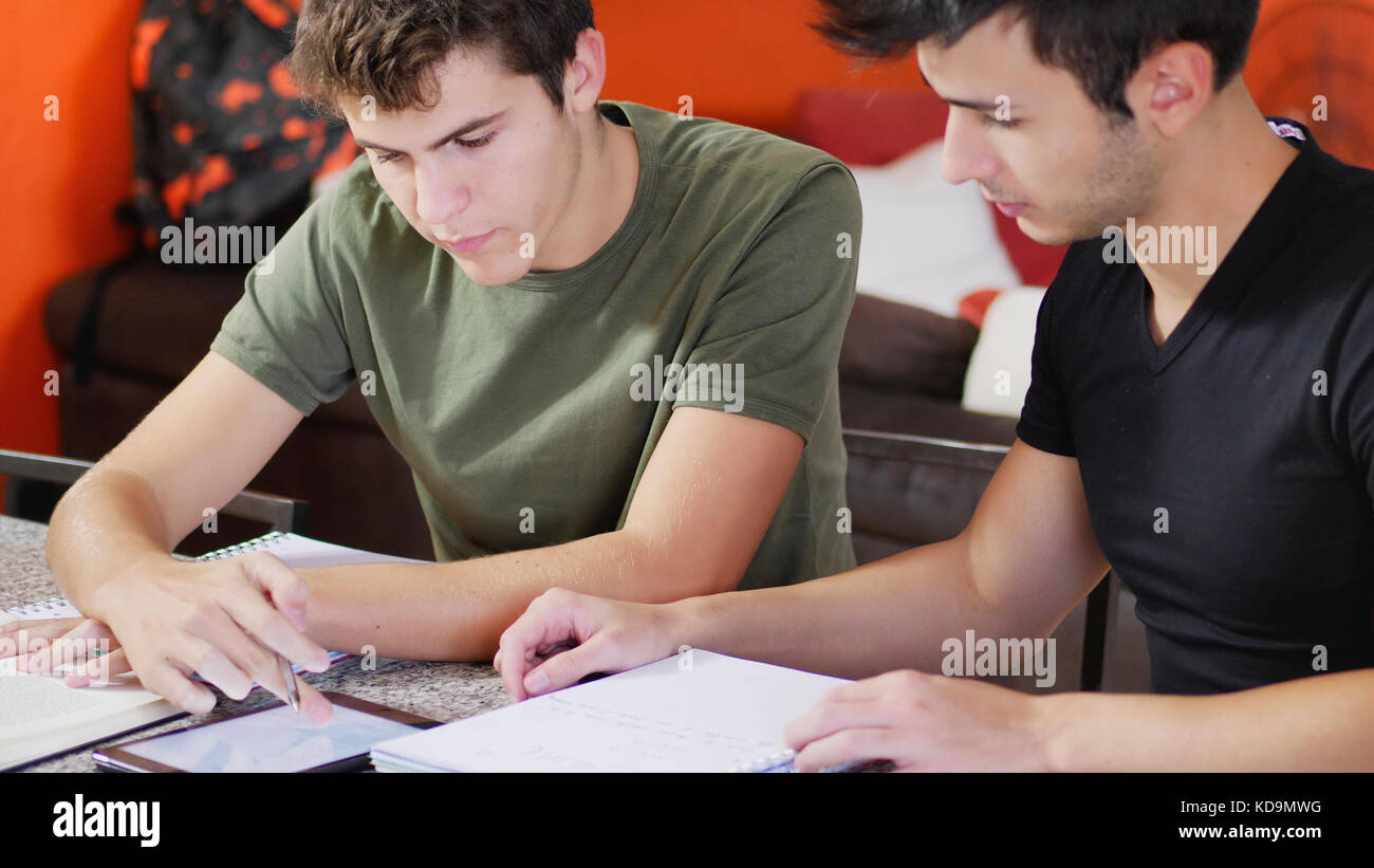 Two young men studying home hi-res stock photography and images - Alamy