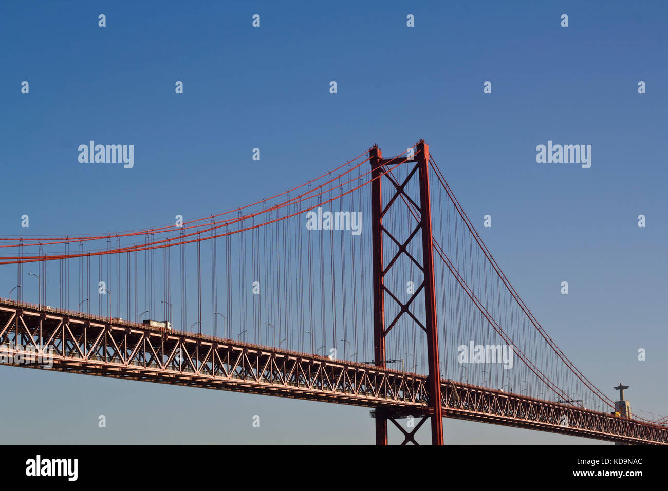 Cars crossing red bridge Stock Photo - Alamy