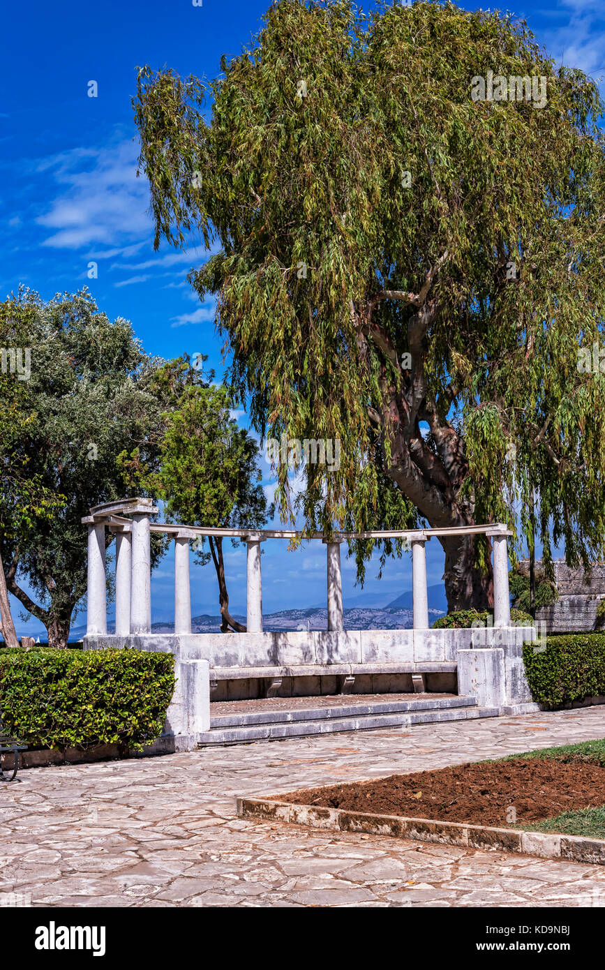 The garden and the Citadel or Old Fortress of the town of Corfu Stock ...
