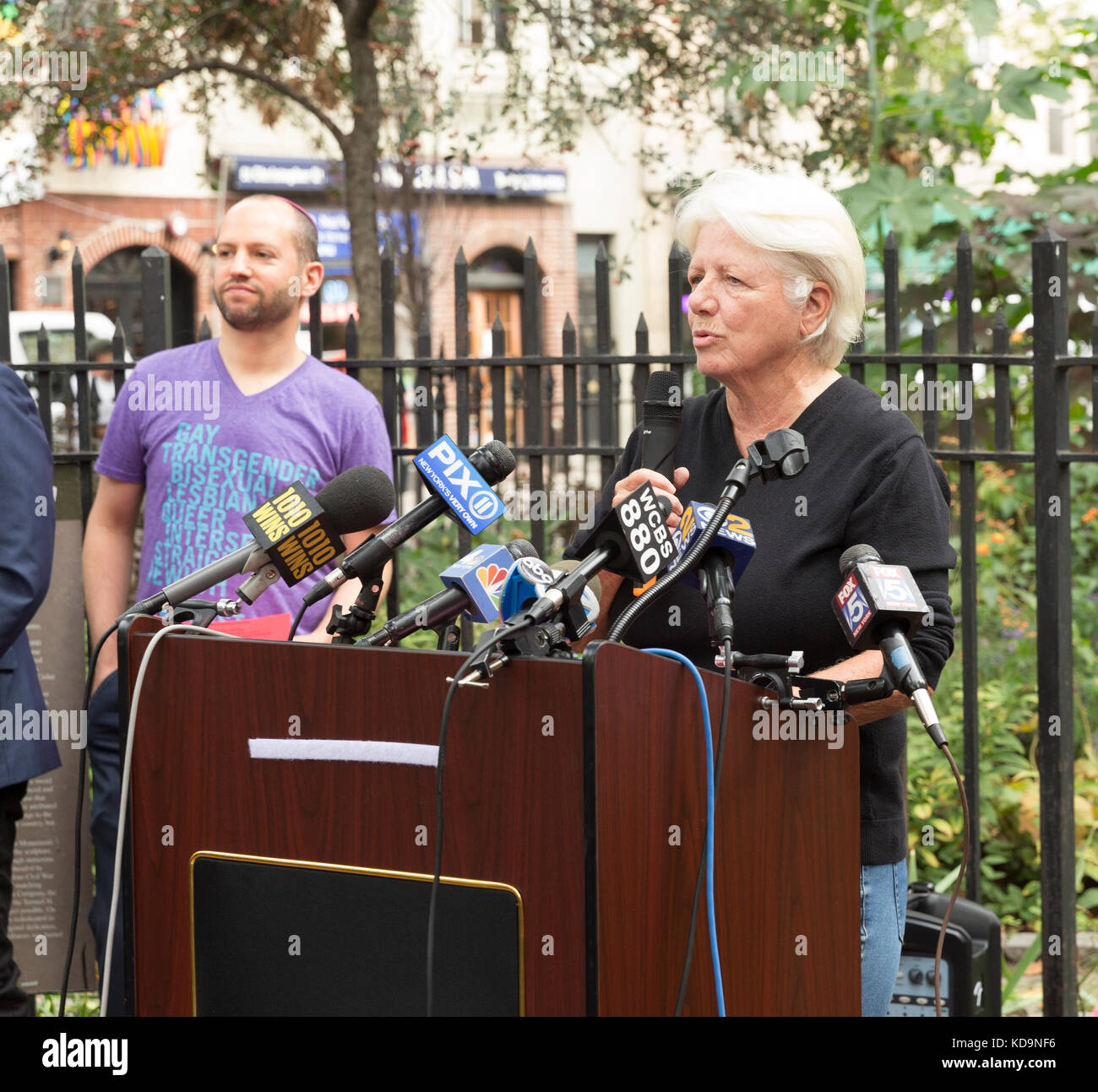 New York, United States. 11th Oct, 2017. Ann Northrop speaks during ...