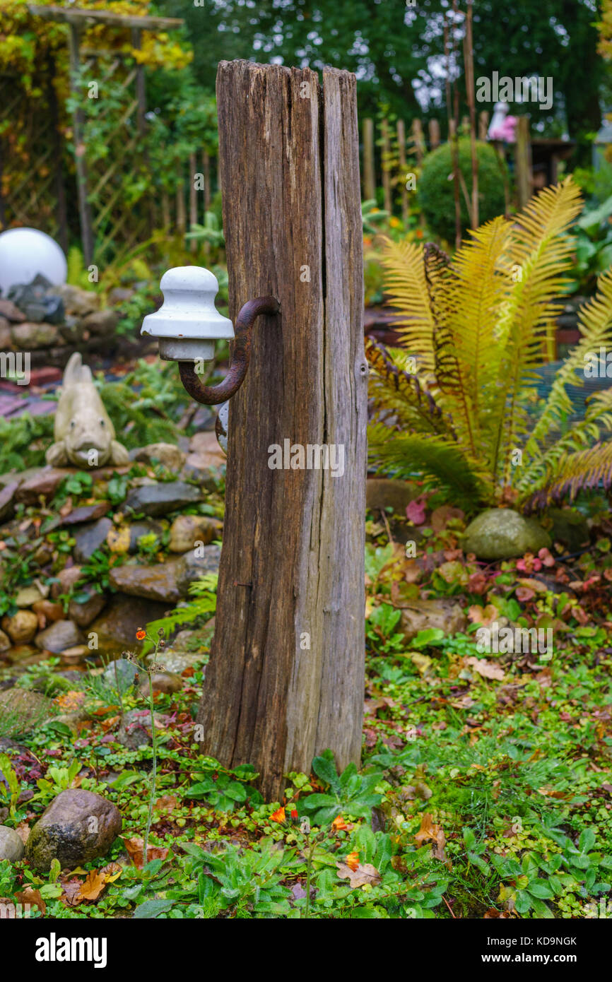 oak Pillar in the garden yard decoration Stock Photo - Alamy