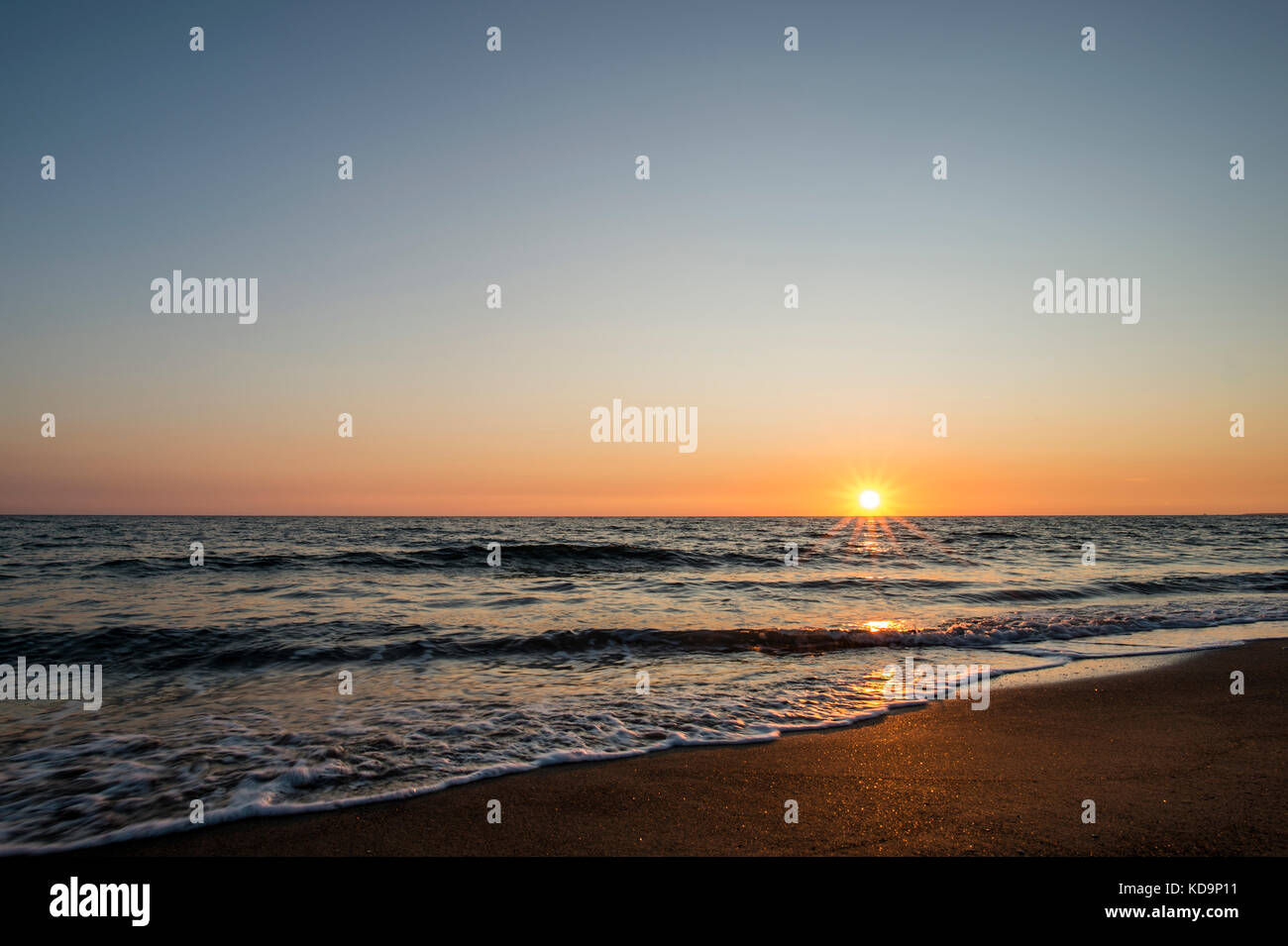 Beautiful sunset over the mediterranean sea. Sabaudia, Italy Stock ...