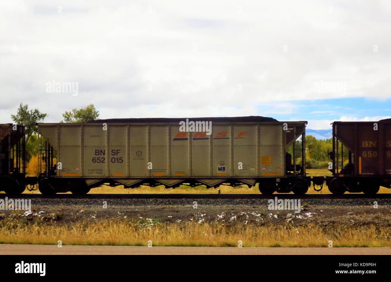 A coal cargo train passing through a field in Montana Stock Photo - Alamy