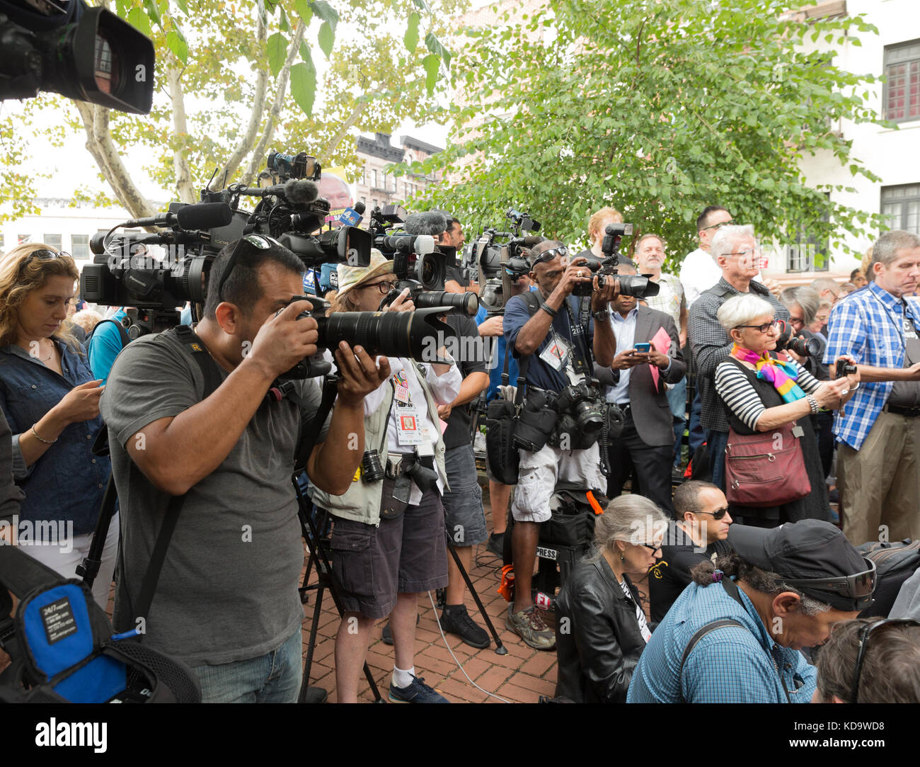 New York, NY - October 11, 2017: Journalists covering ceremony ...