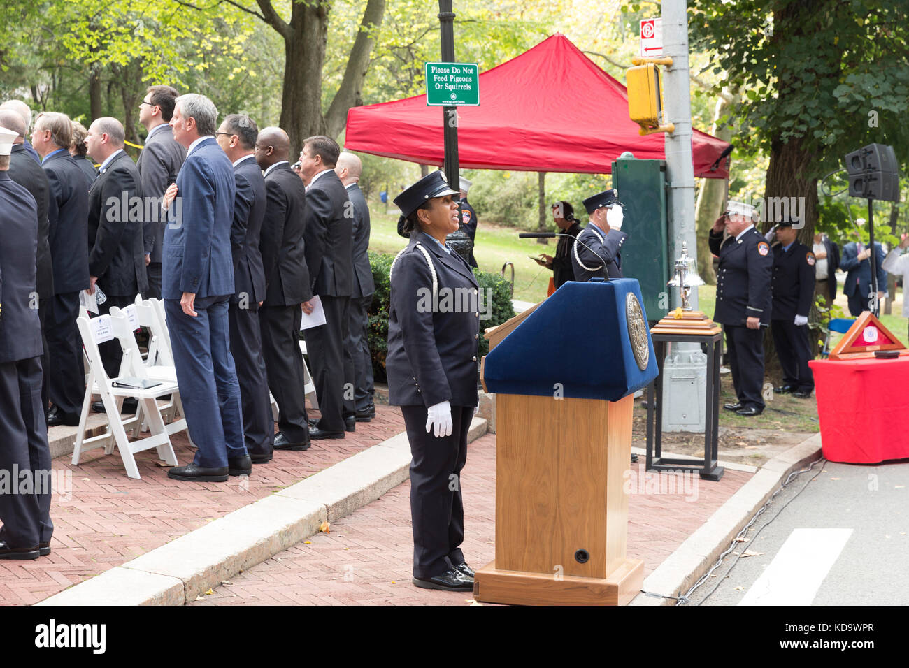New York, NY - October 11, 2017: Firefighter Regina Wilson performs ...