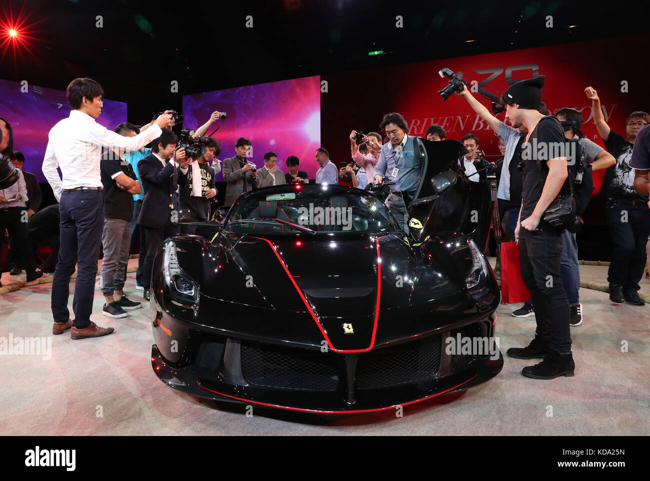 Tokyo, Japan. 12th Oct, 2017. Italian sports car maker Ferrari's ...