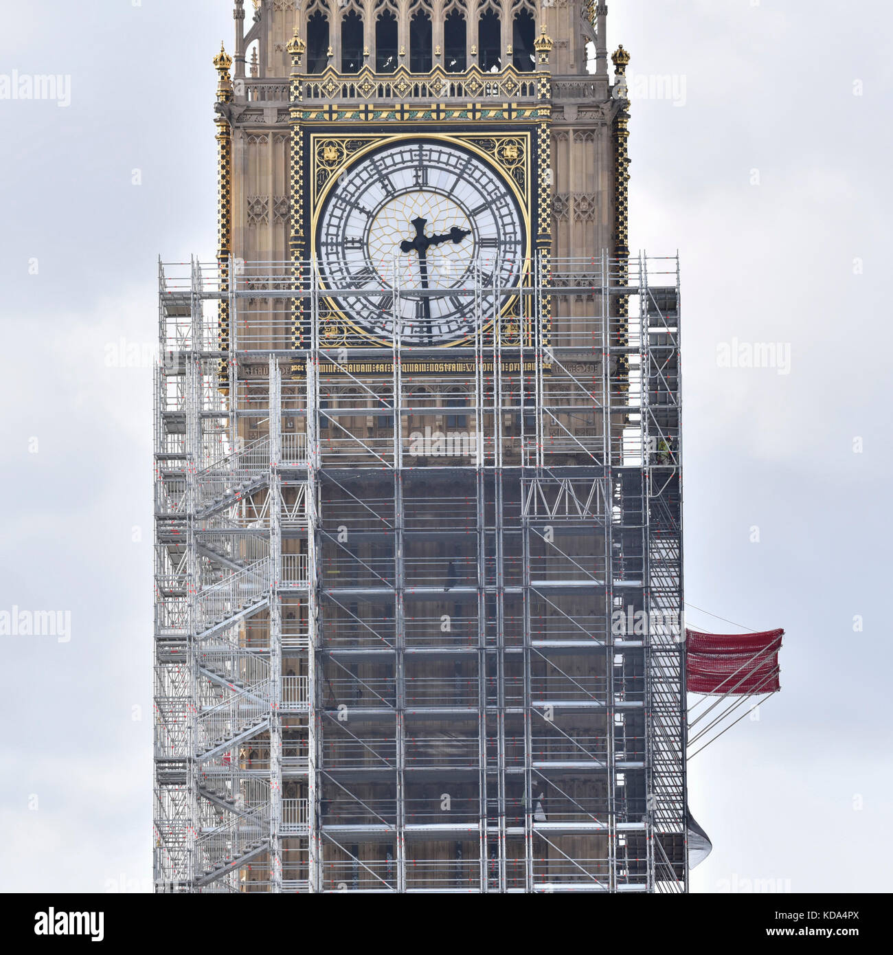 London, UK. 12th Oct, 2017. Scaffolding covers the Elizabeth Tower ...
